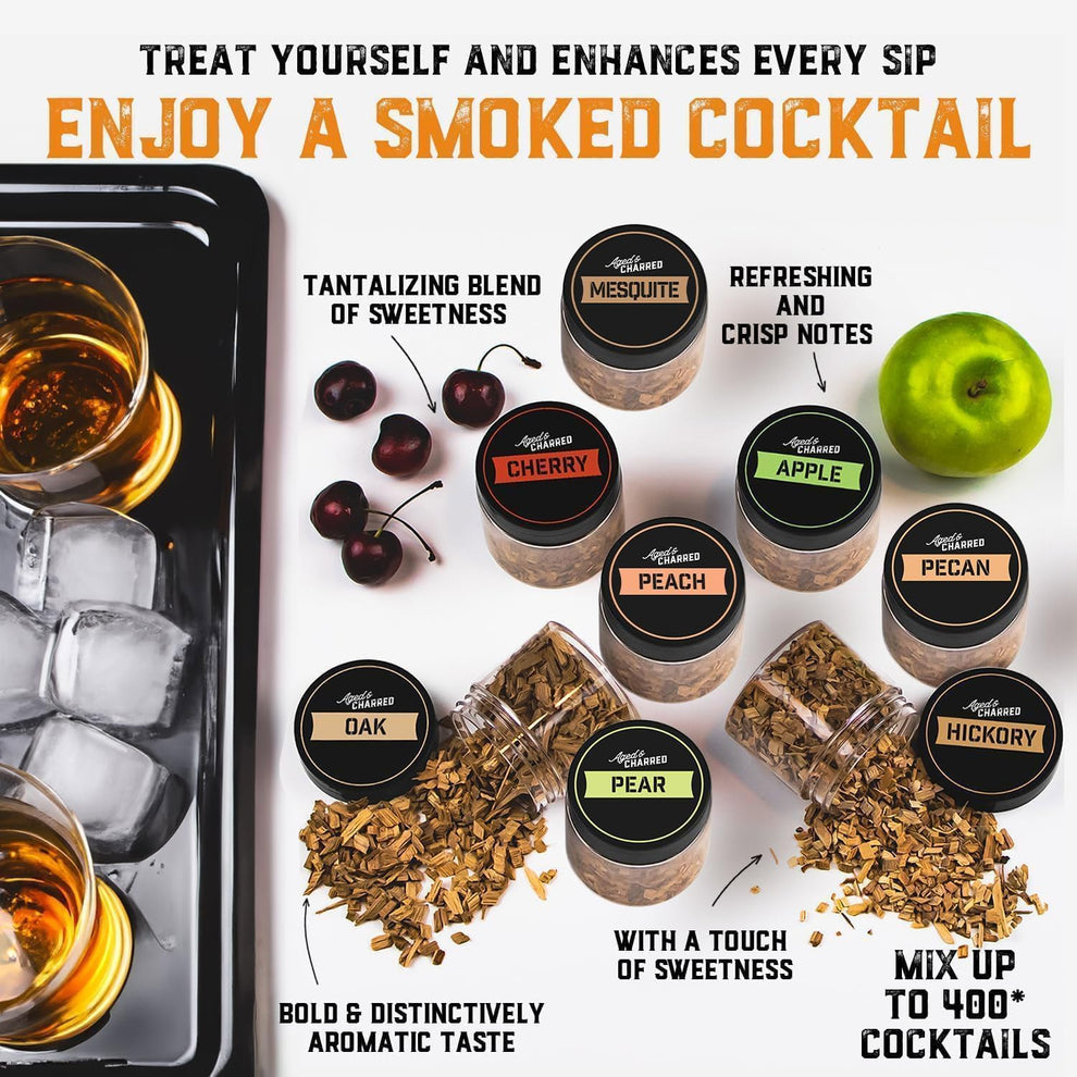 Smoke Lid Premium Kit - Cocktail Smoker In Wooden Box – Aged & Charred