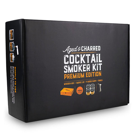 Smoke Lid Premium Kit - Cocktail Smoker Top In Wooden Box - Aged & Charred