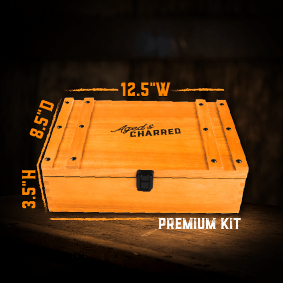 Smoke Lid Premium Kit - Cocktail Smoker Top In Wooden Box - Aged & Charred